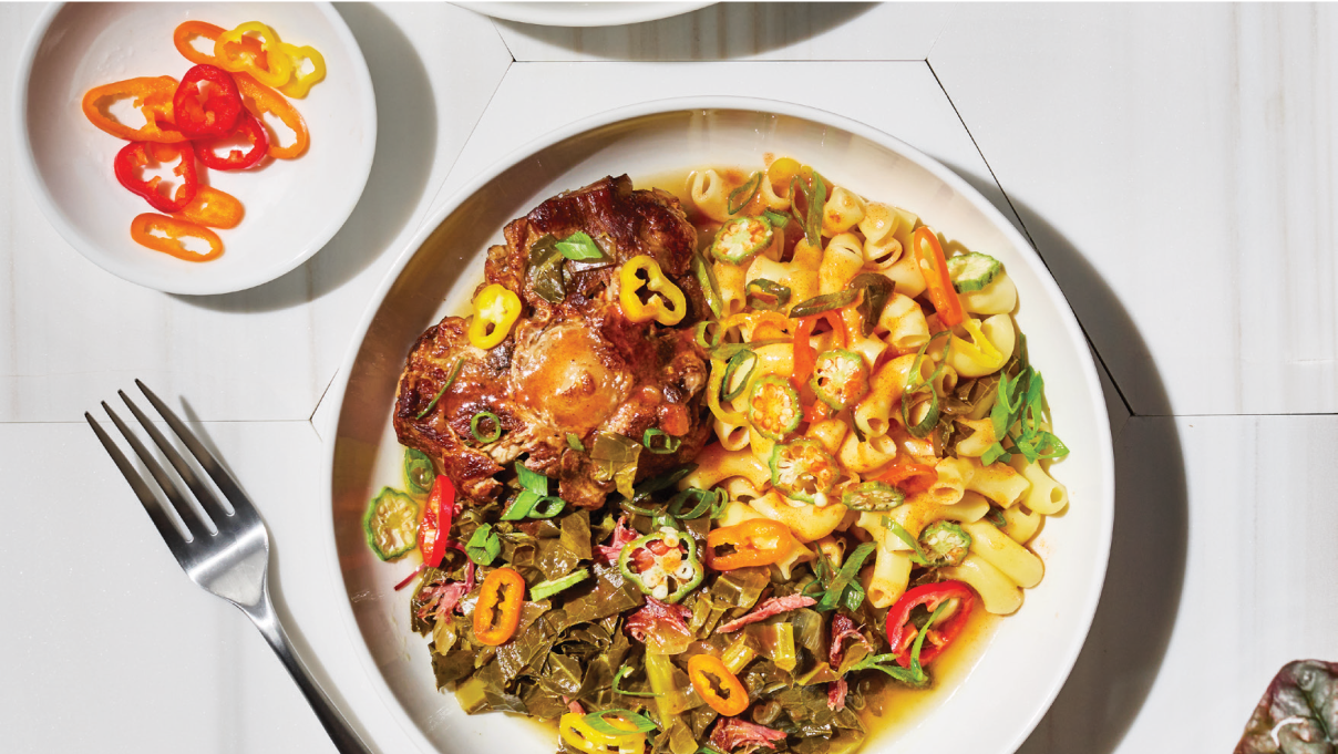 Slow Cooker Beef Oxtail–Collard Greens Noodle Bowl - Black Community